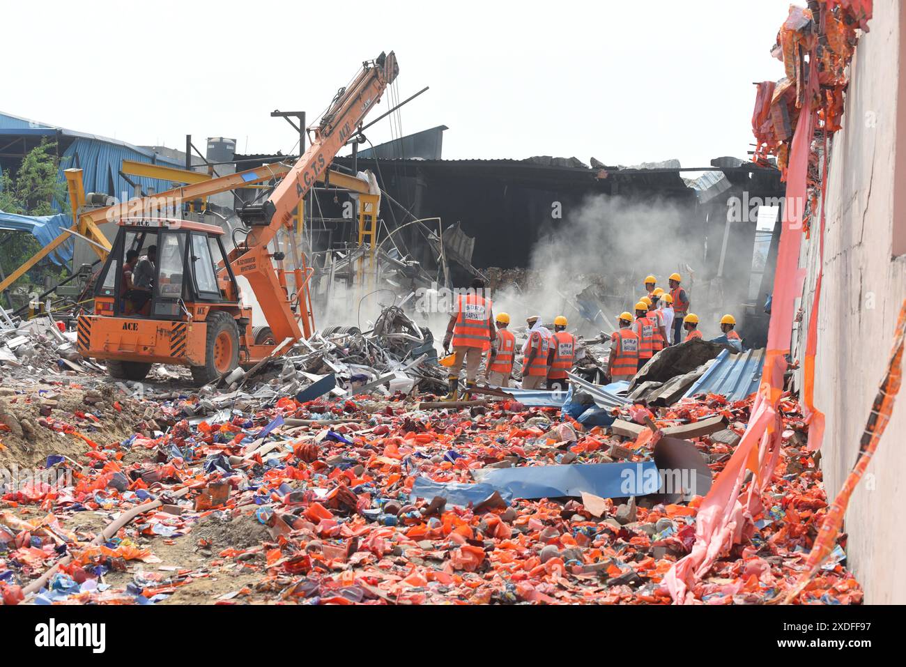 GURUGRAM, INDIA - JUNE 22: Members of Haryana State Disaster Response Force (SDRF), Firefighters ...