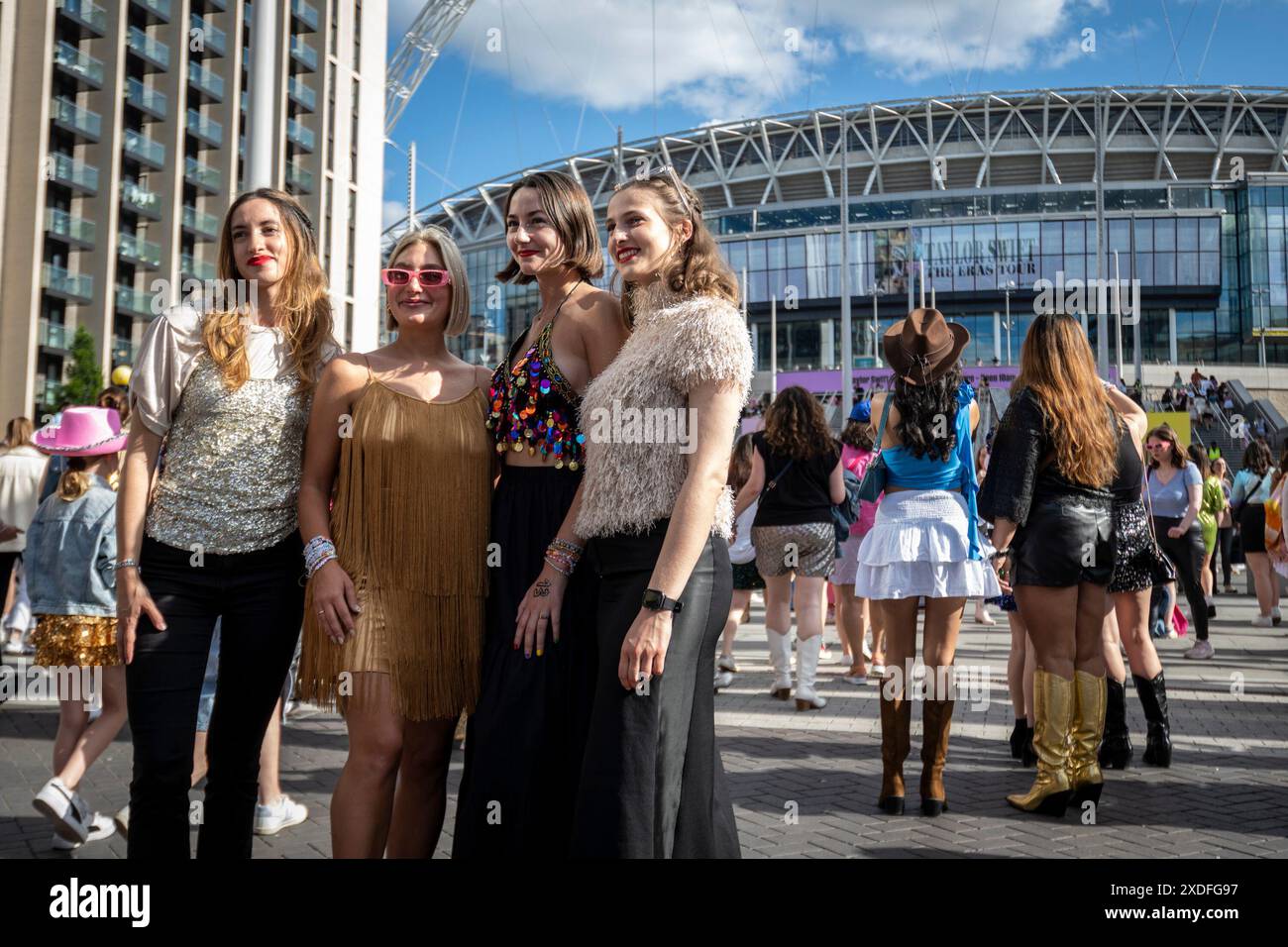 London, UK. 22 June 2024. Taylor Swift fans ('Swifties') outside ...
