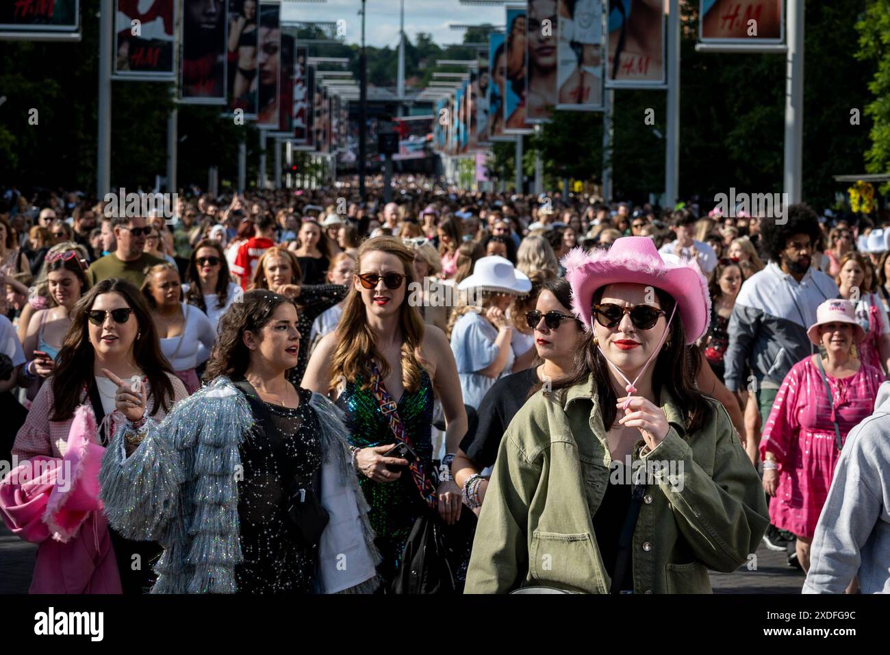 London, UK. 22 June 2024. Taylor Swift fans ('Swifties') outside ...