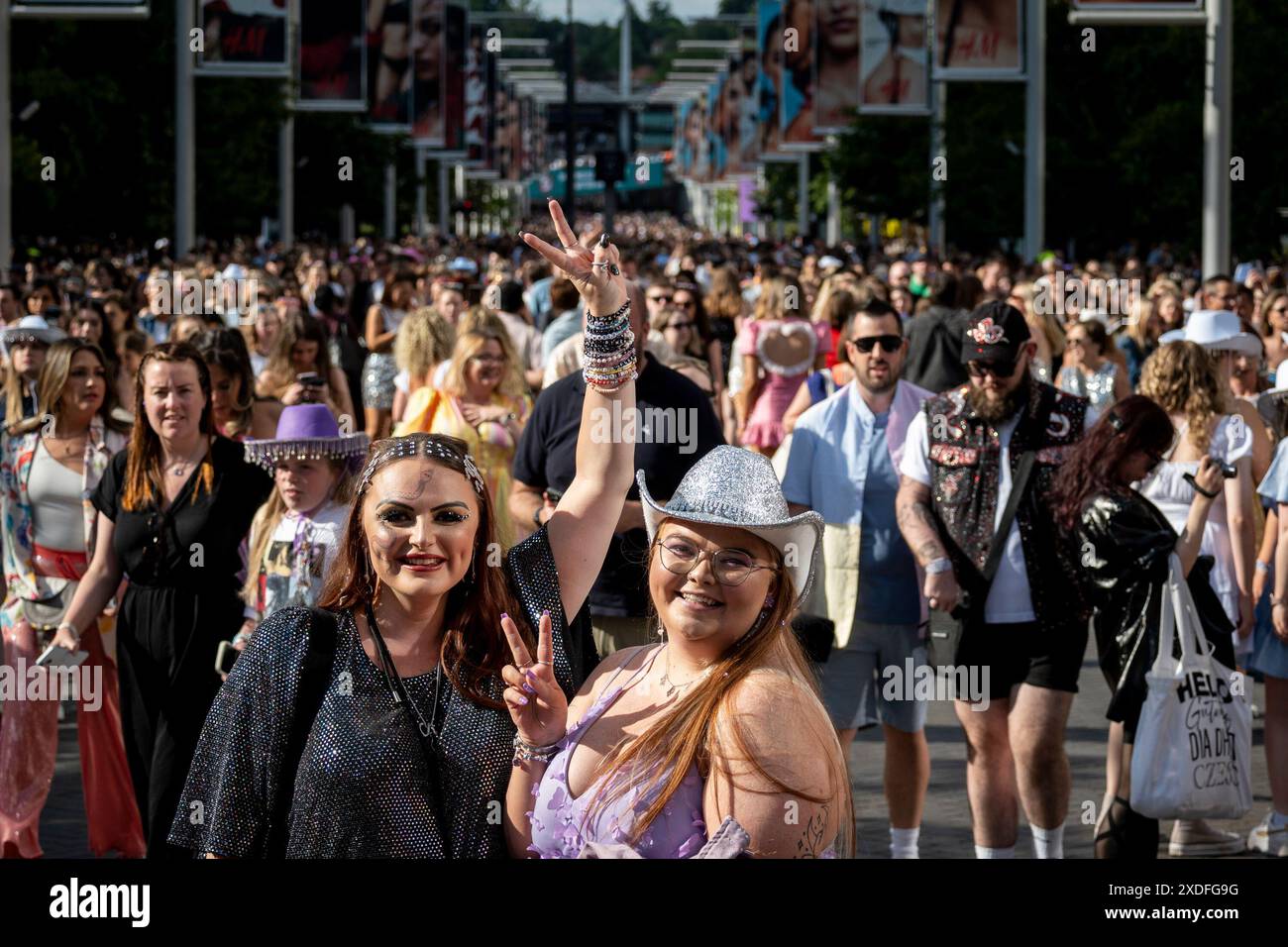London, UK. 22 June 2024. Taylor Swift fans ('Swifties') outside ...