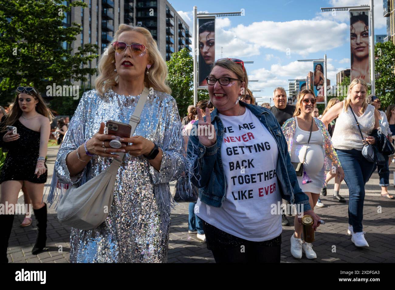 London, UK. 22 June 2024. Taylor Swift fans ('Swifties') outside ...