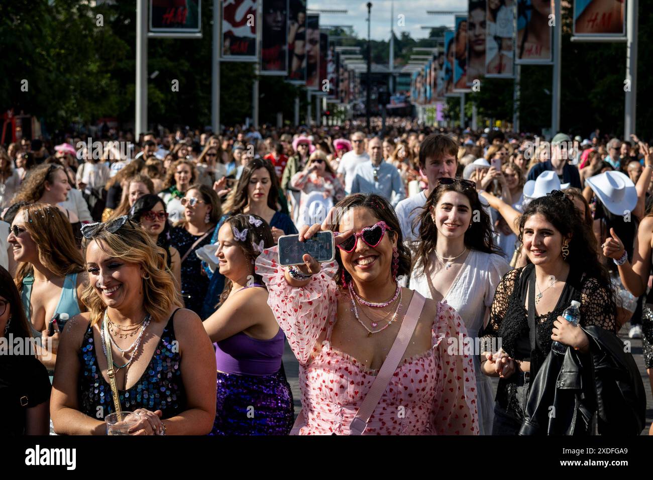 London, UK. 22 June 2024. Taylor Swift fans ('Swifties') outside ...