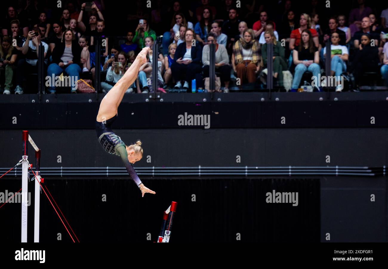 ROTTERDAM - Lieke Wevers on bars during the Olympic qualifying ...