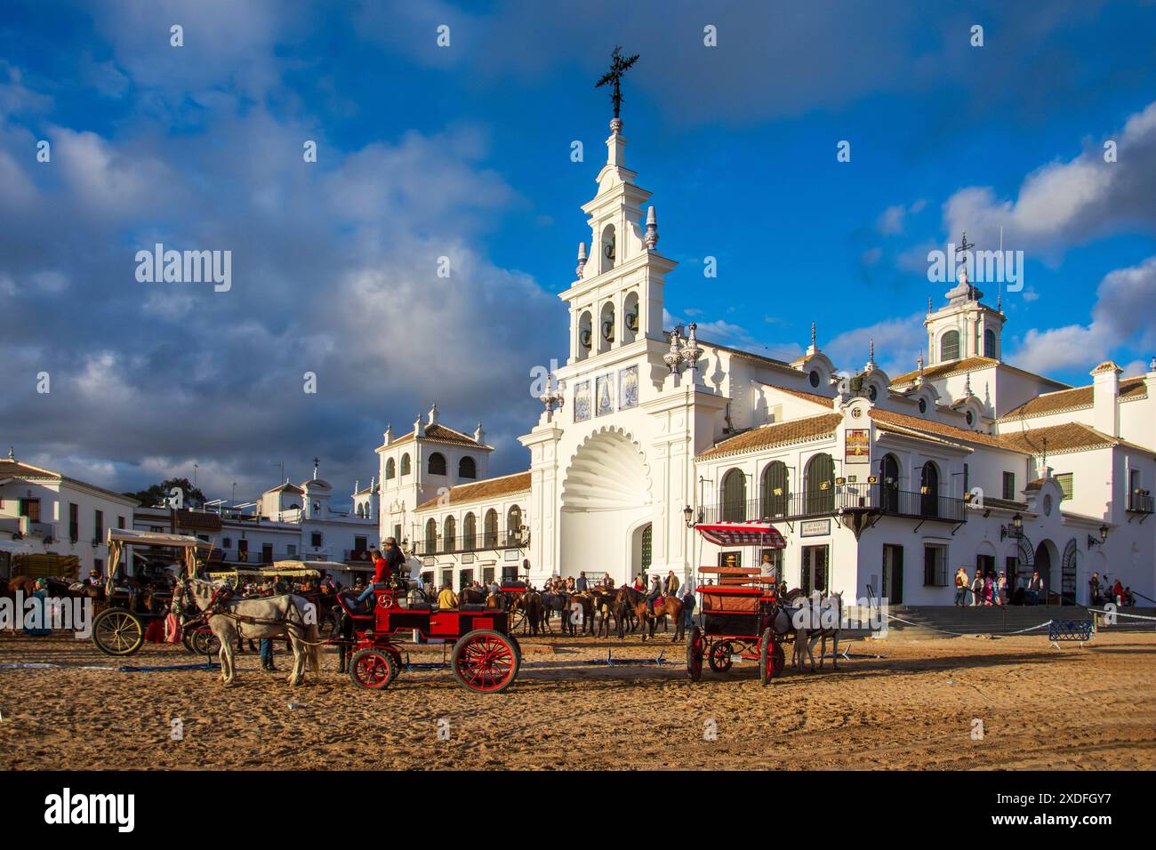 The brotherhoods stop at the hermitage of the Virgen del Rocio during ...