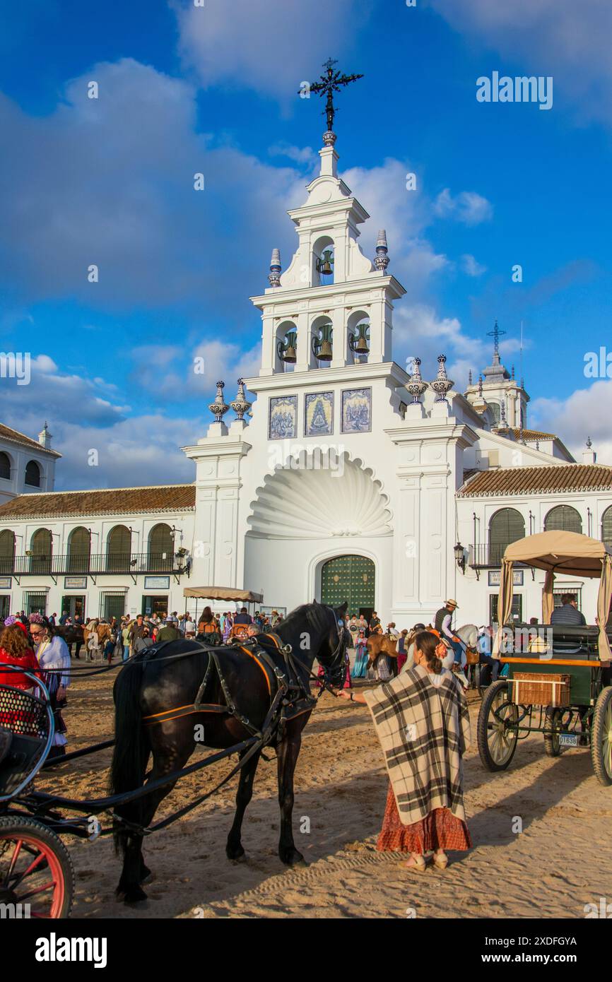 The brotherhoods stop at the hermitage of the Virgen del Rocio during ...