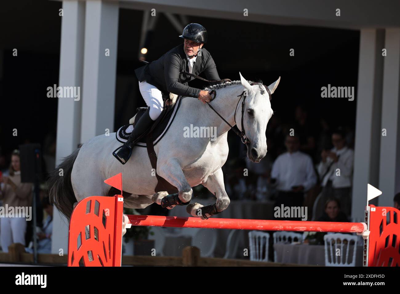Gregory Cottard of France with Cocaine du Val during the Longines ...