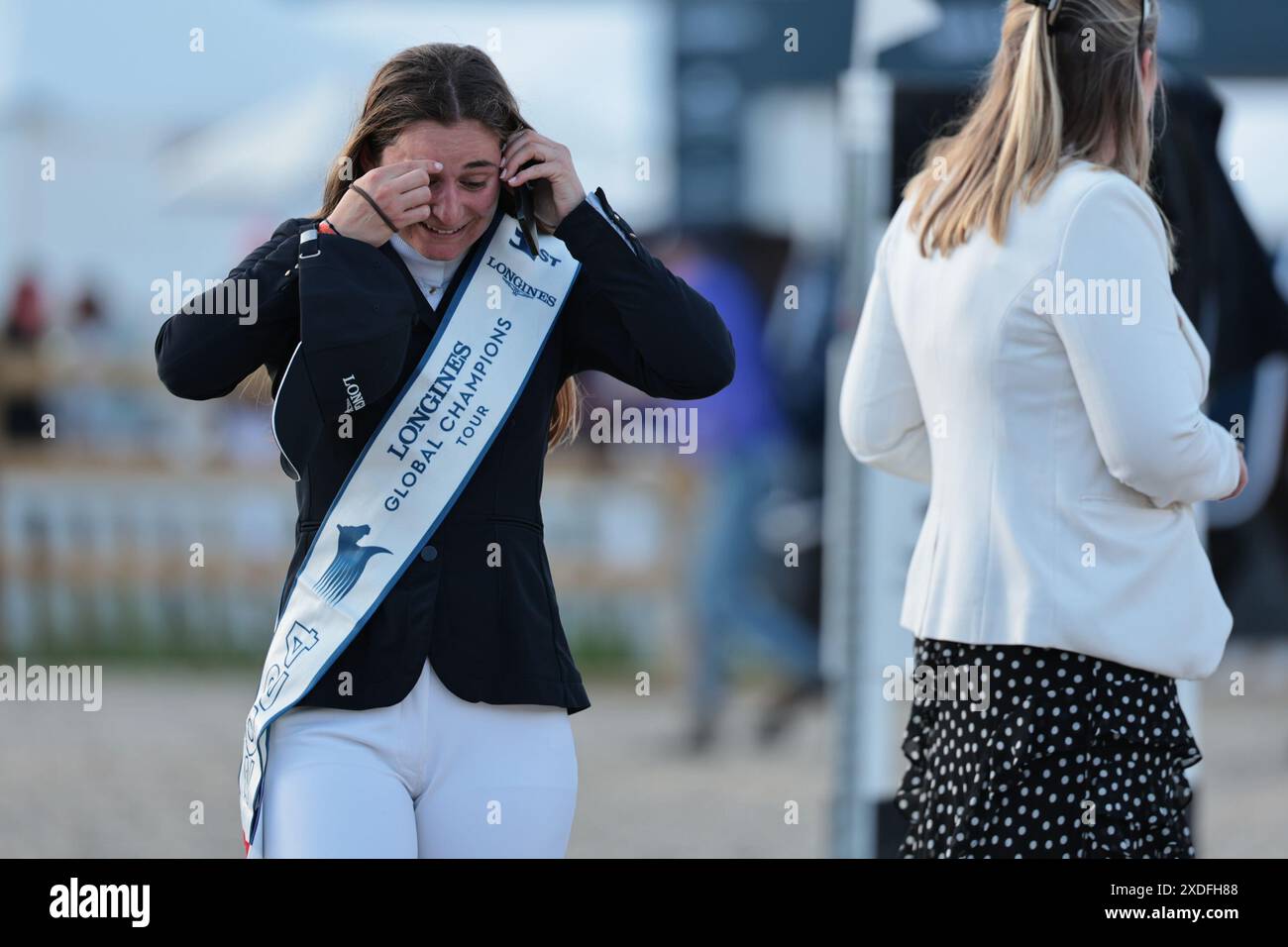 Jeanne Sadran of France after winning the Longines Global Champions ...
