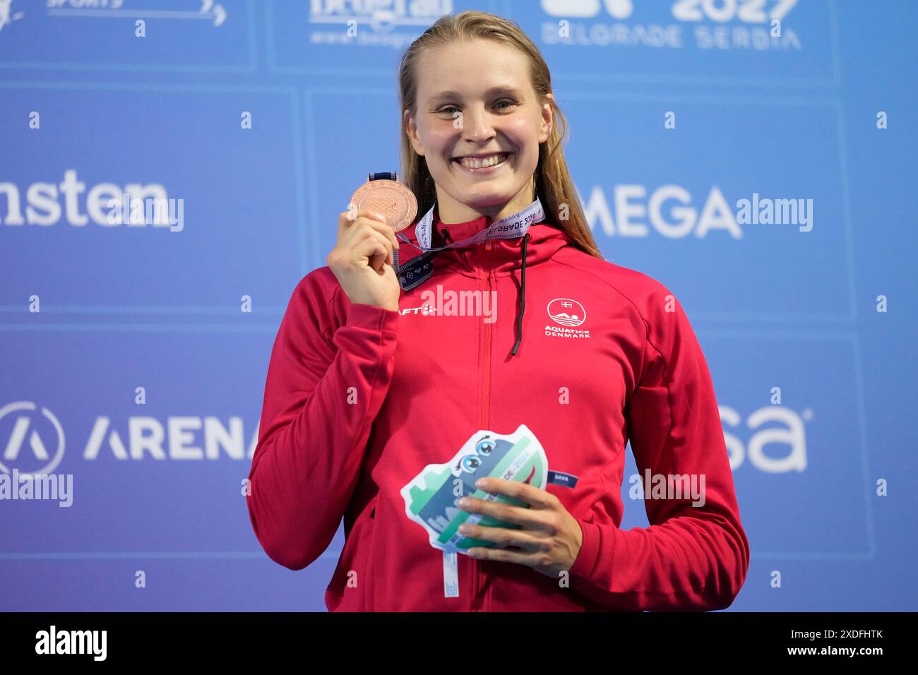 Julie Kepp Jensen from Denmark celebrates her bronze medal in Women's ...