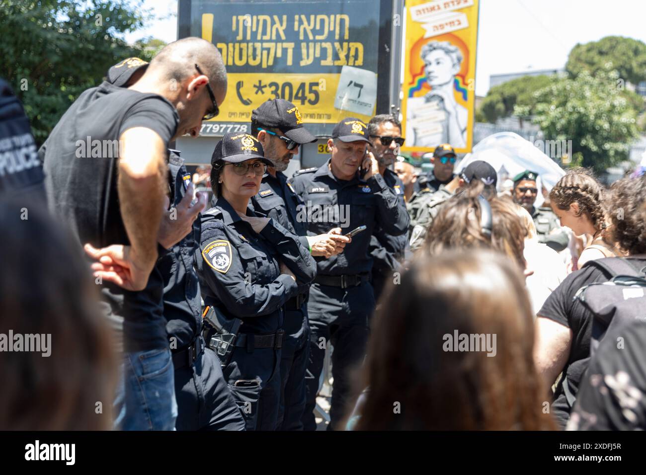 Haifa, Israel June 21, 2024, Pride Parade. Security. Police officers ...