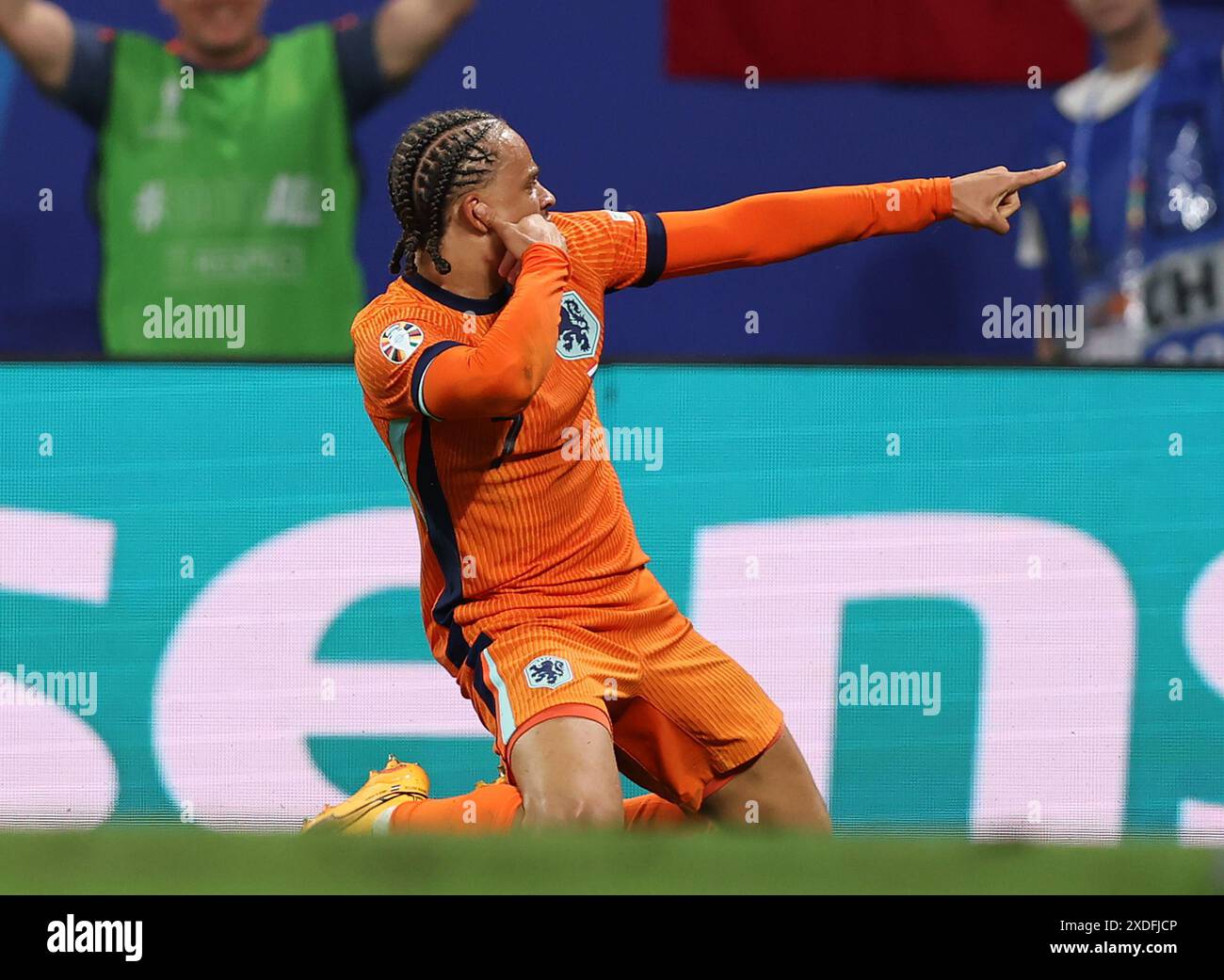 LEIPZIG, GERMANY - JUNE 21: Xavi Simons of Netherlands celebrates ...