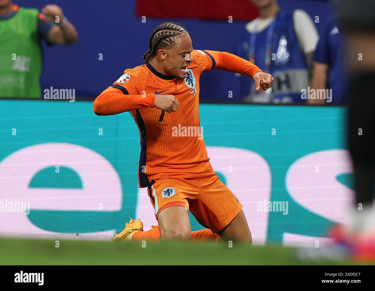 LEIPZIG, GERMANY - JUNE 21: Xavi Simons of Netherlands celebrates ...