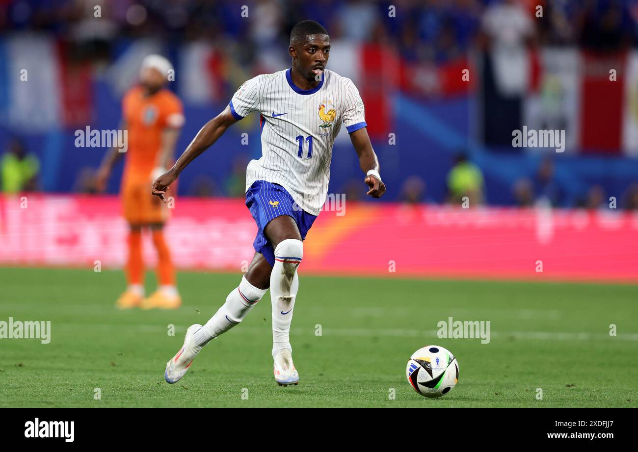 LEIPZIG, GERMANY - JUNE 21: Ousmane Dembele of France runs with a ball ...