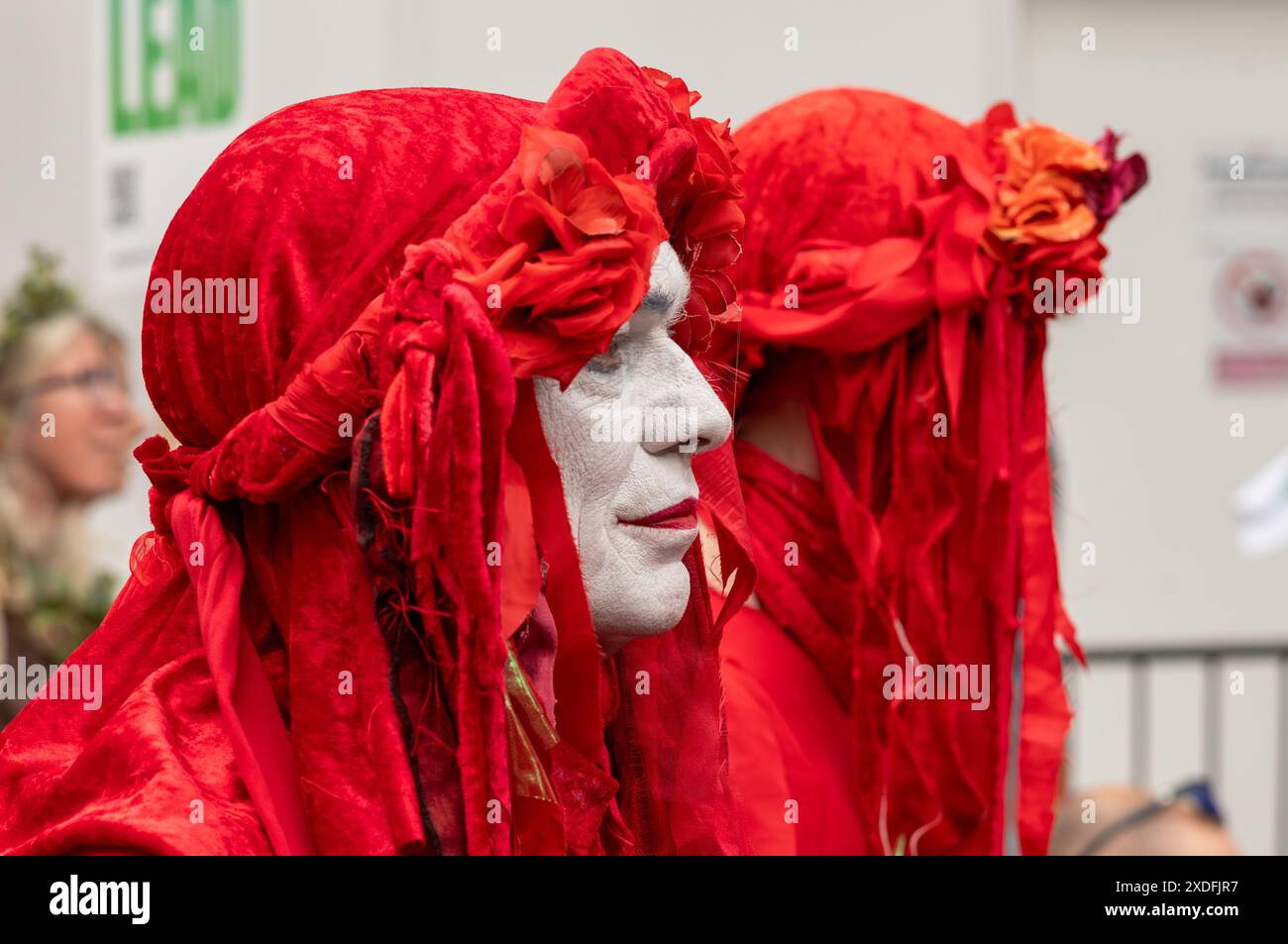 London / UK - Jun 22 2024: Red Rebel Brigade climate activists at the ...
