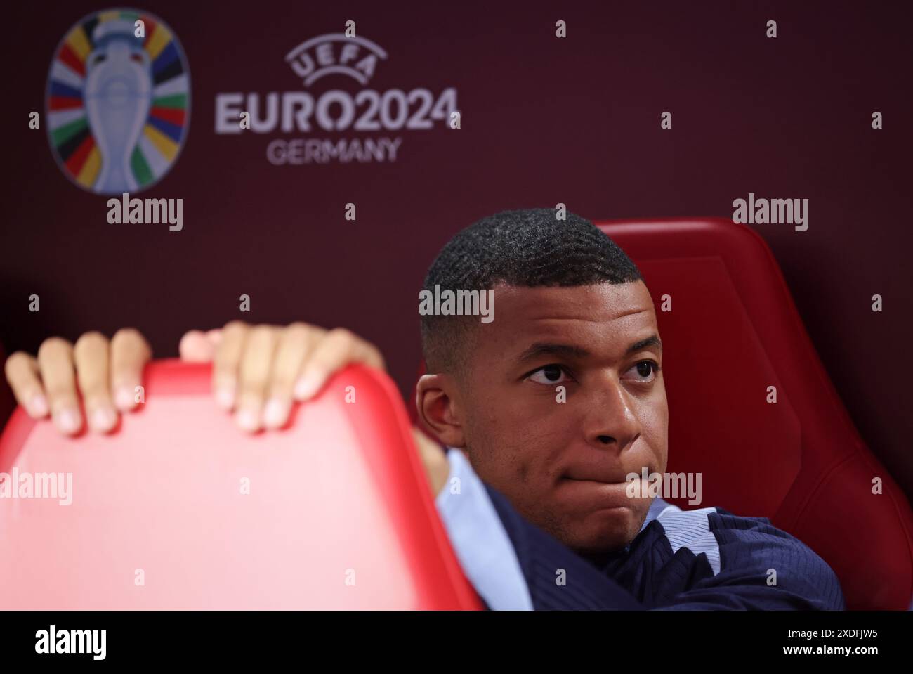 LEIPZIG, GERMANY - JUNE 21: Kylian Mbappe of France looks on from the ...