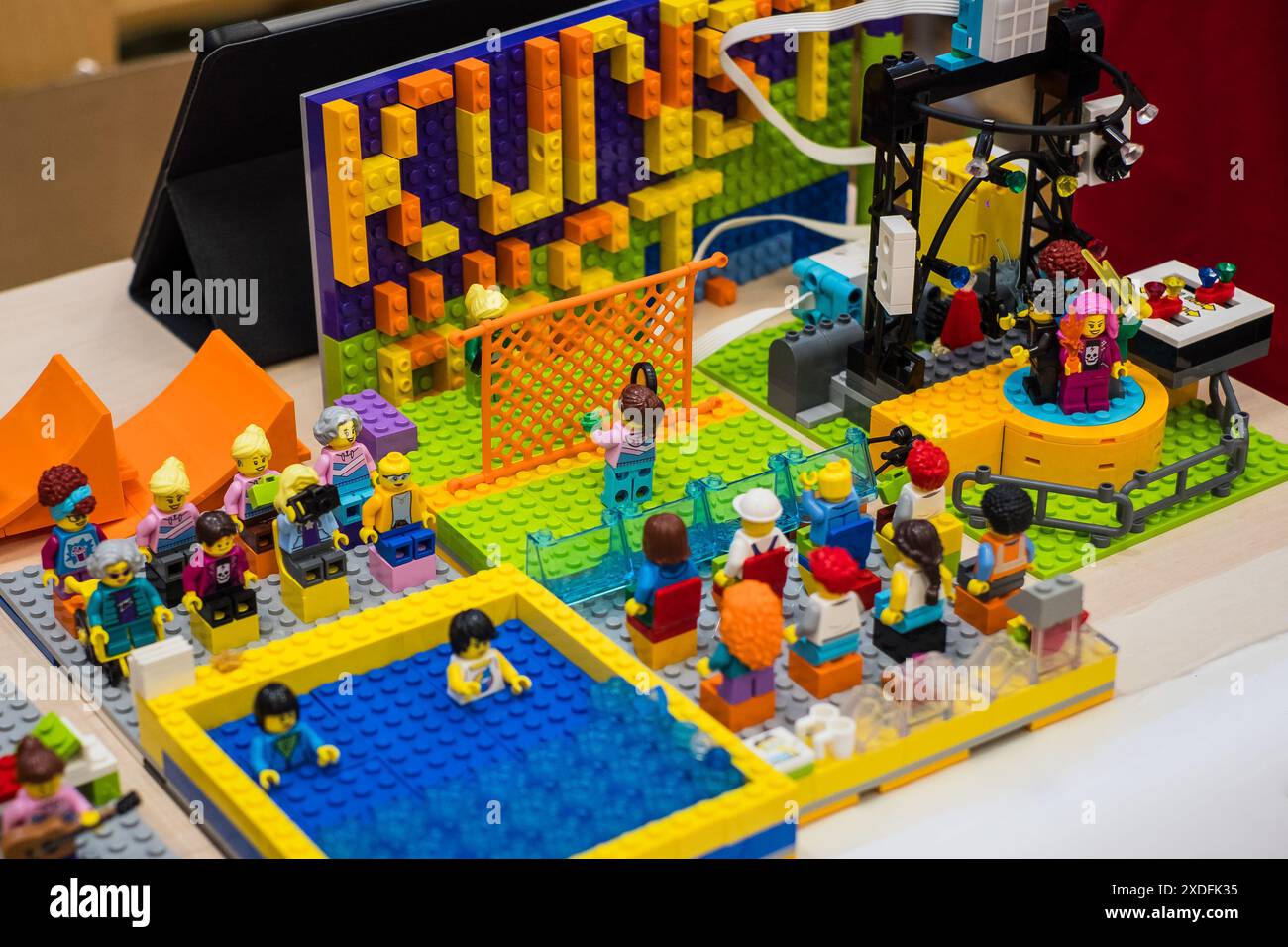 Tallinn, Estonia - May 5, 2024: Moving Lego robot built by kids Stock ...