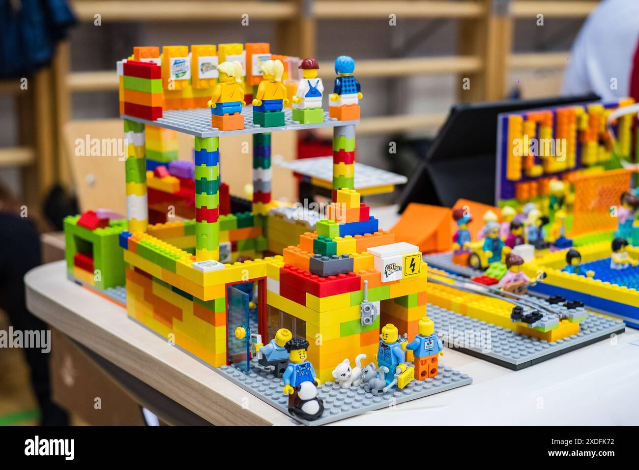 Tallinn, Estonia - May 5, 2024: Moving Lego robot built by kids Stock ...