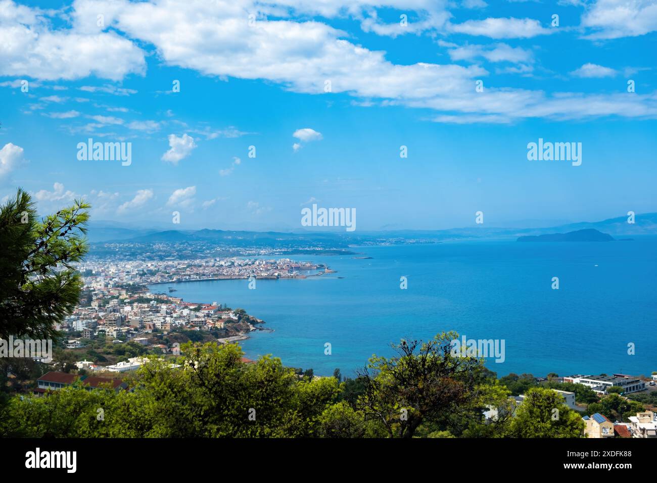 Crete island, panoramic above view of Chania Old Town, Greece ...