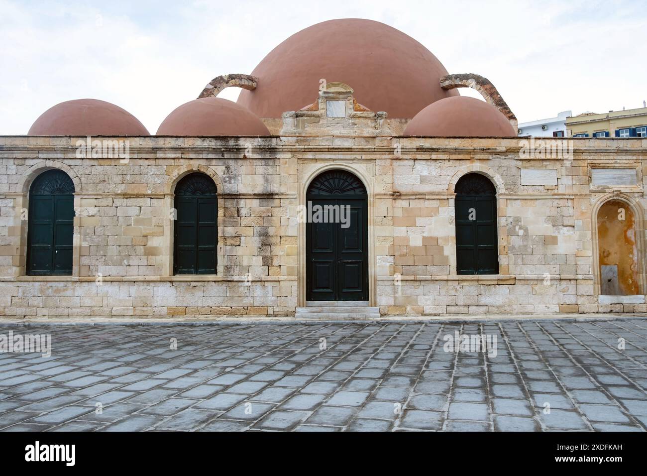 Mosque in the old Venetian harbor of Chania town on Crete island ...