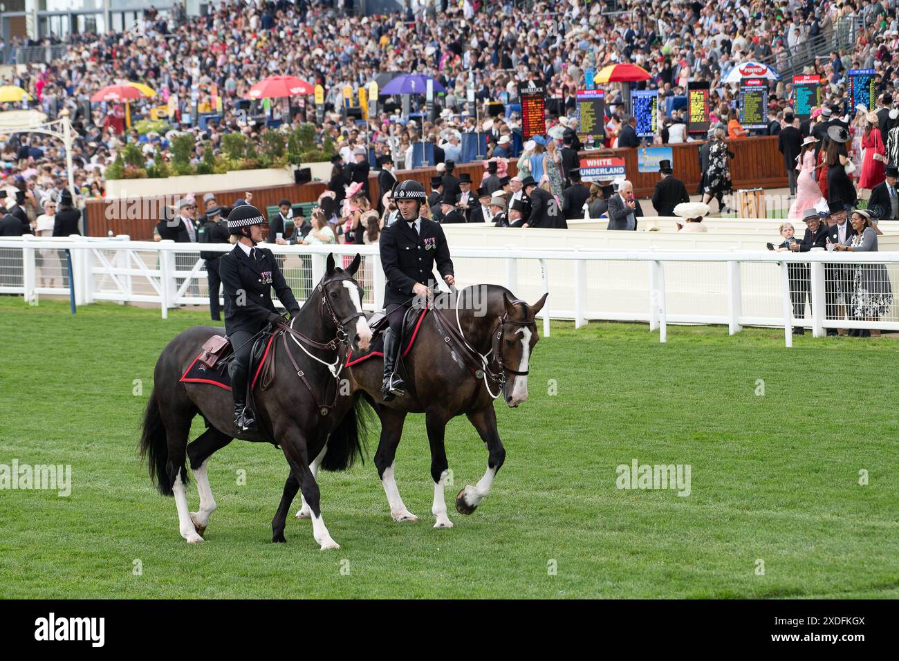 Ascot, UK. 22nd June, 2024. Thames Valley Mounted Police after ...