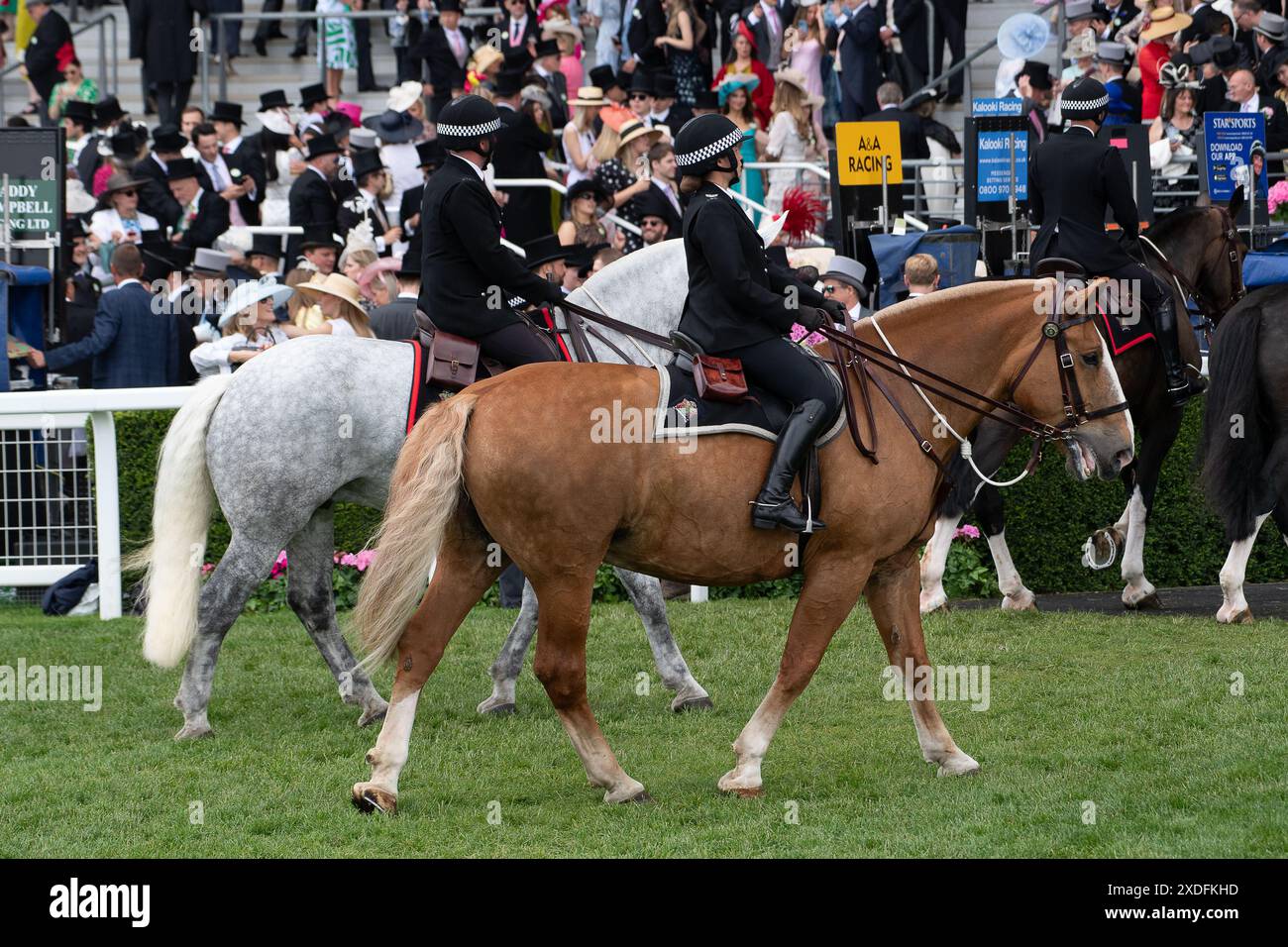 Ascot, UK. 22nd June, 2024. Thames Valley Mounted Police after ...