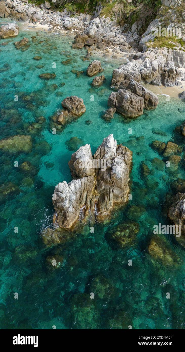 Aerial view of Michelino beach in Parghelia, Tropea. Calabria. Italy ...
