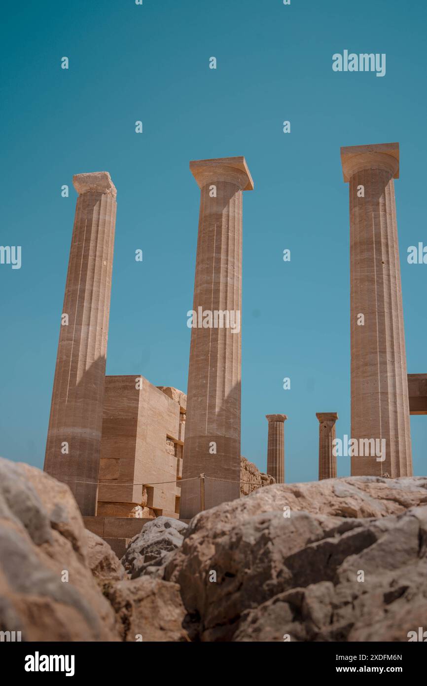 Lindos Acropolis standing tall Stock Photo - Alamy