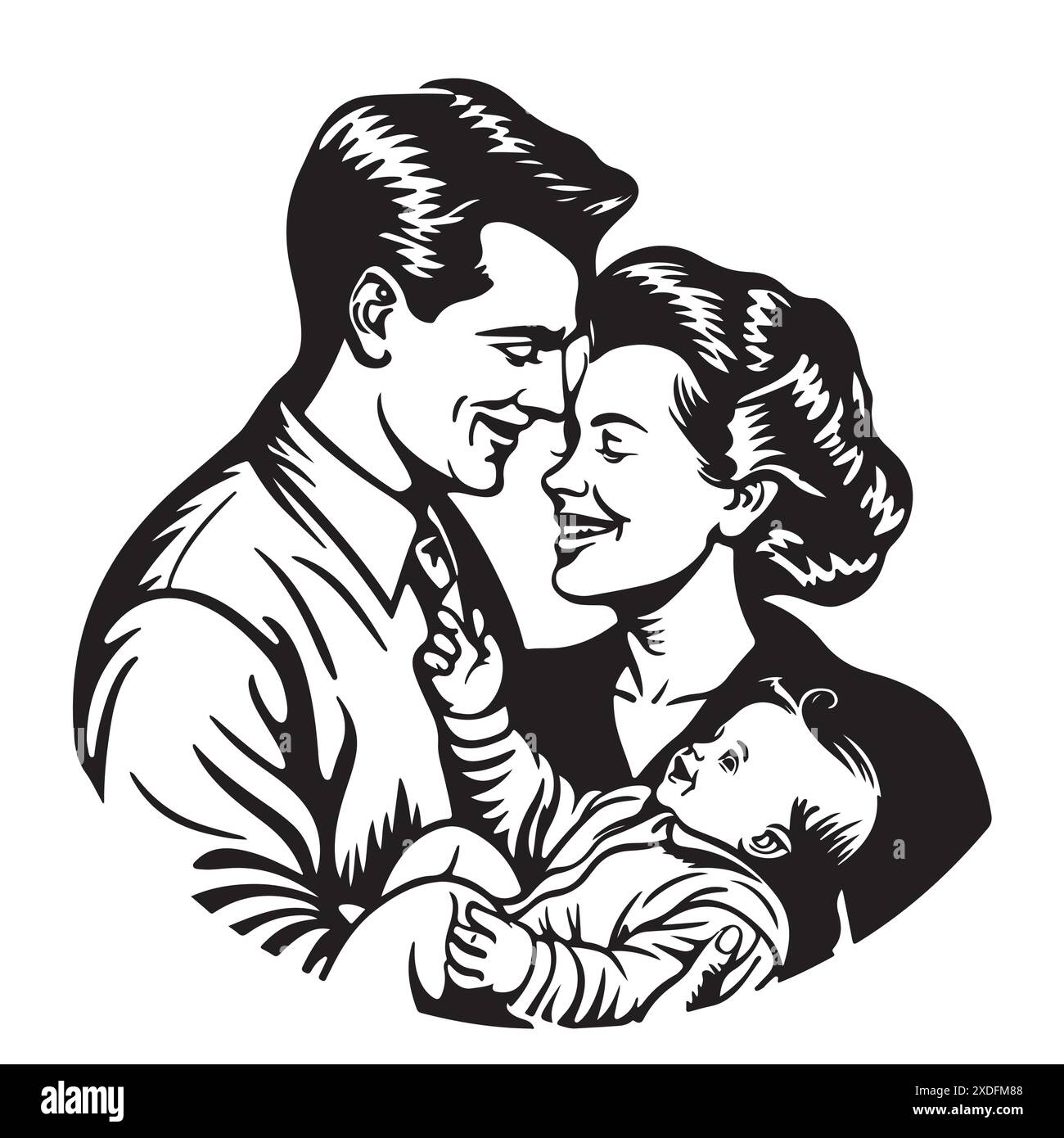 Happy family portrait. Vector illustration of characters - father ... Happy family portrait. Vector illustration of characters - father ...