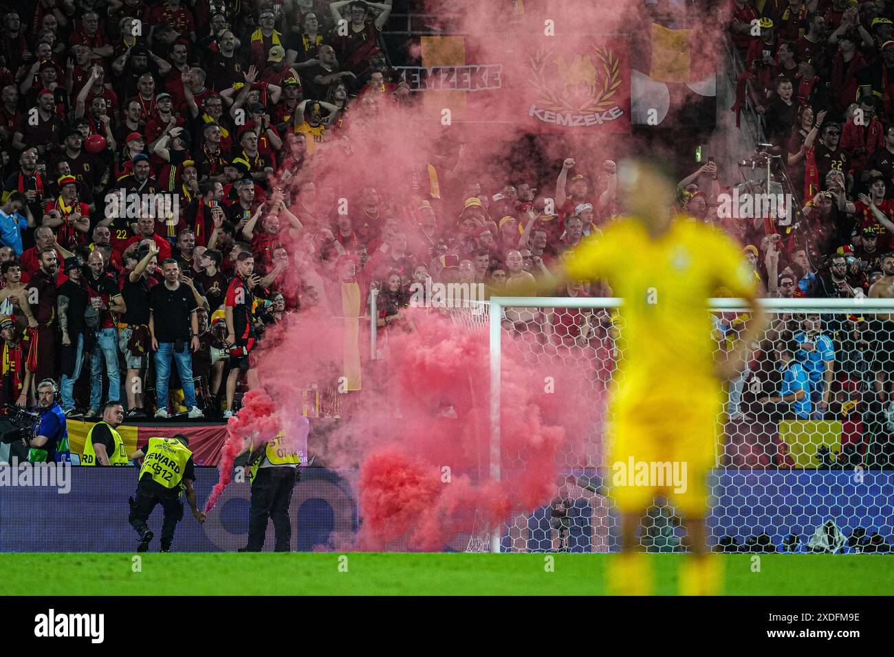 Koln, Germany. 22nd June, 2024. Red bengal during the UEFA Euro 2024 ...