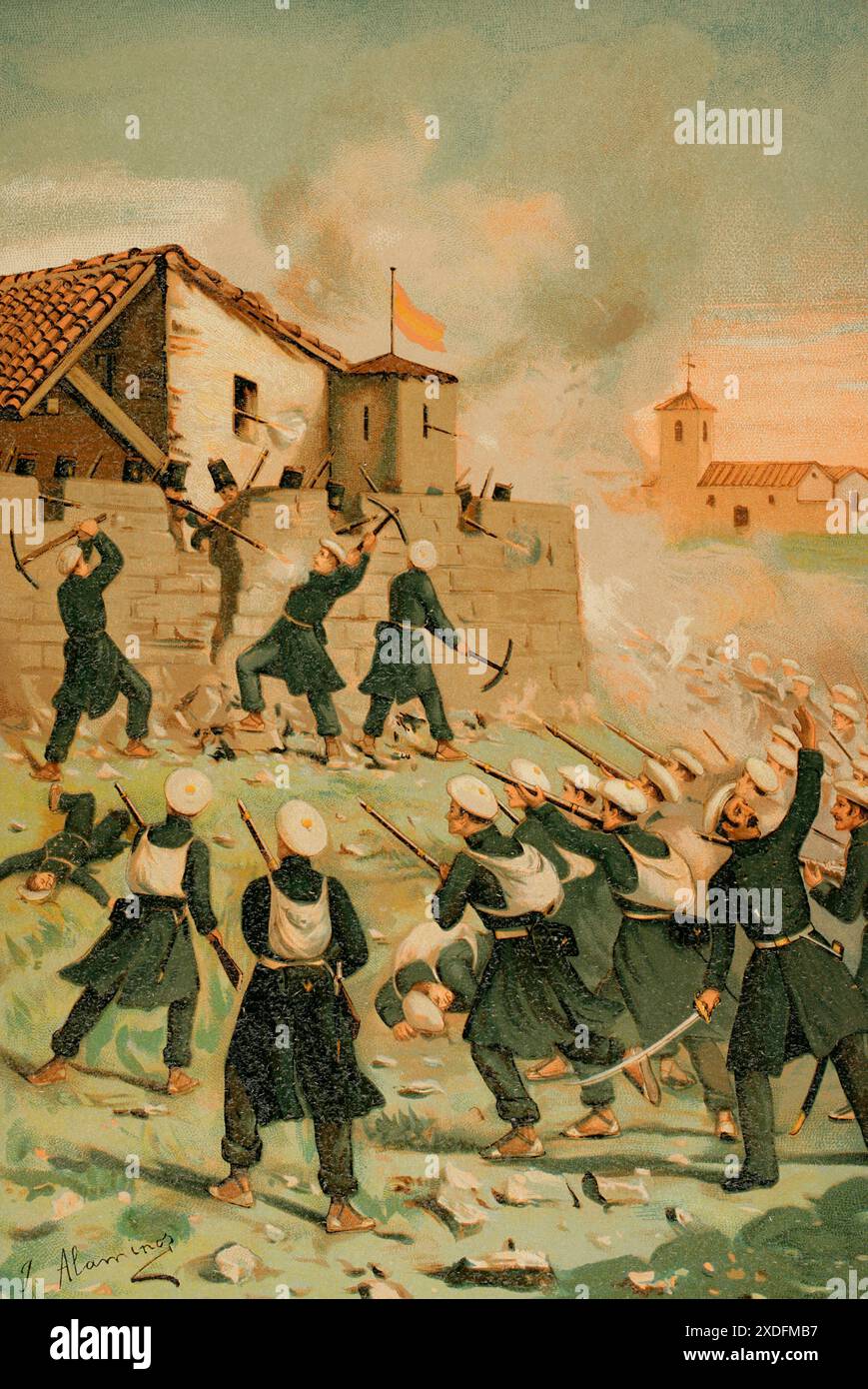 History of Spain. First Carlist War (1833-1840). Taking of Beceite by ...