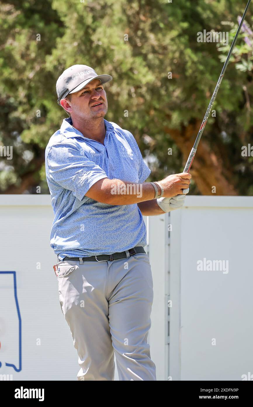 June 22, 2024: Mitchell Meissner hits his tee shot on the 17th hole ...