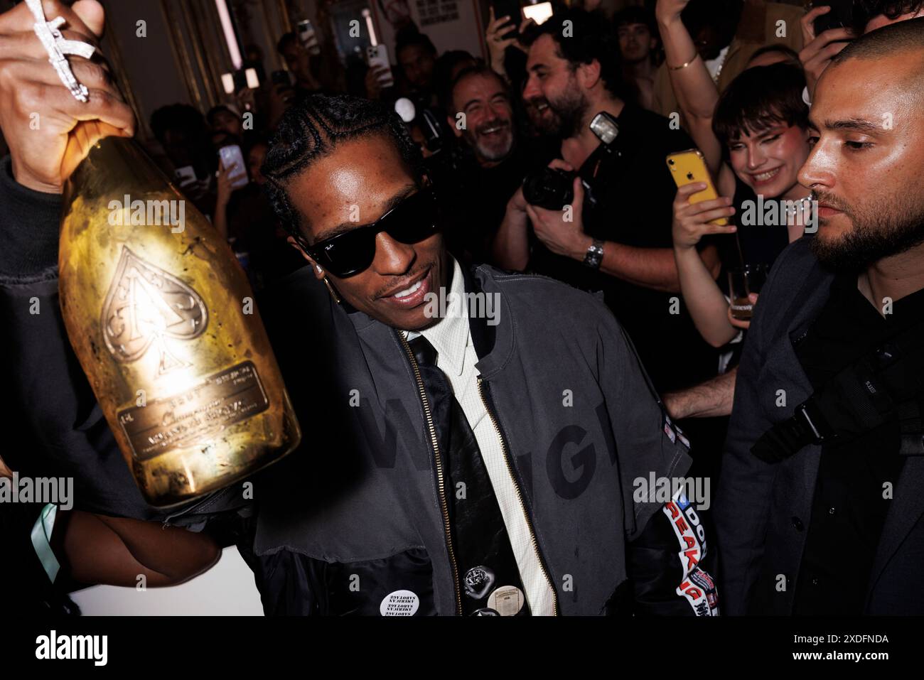 ASAP Rocky celebrates after the American Sabotage Spring Summer 2025 ...