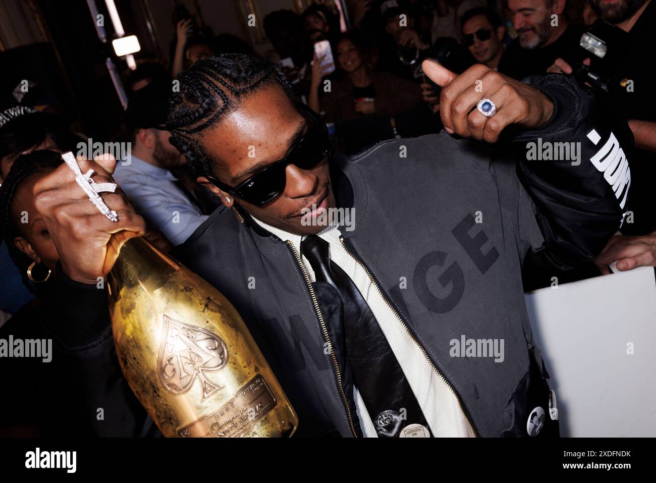 ASAP Rocky celebrates after the American Sabotage Spring Summer 2025 ...
