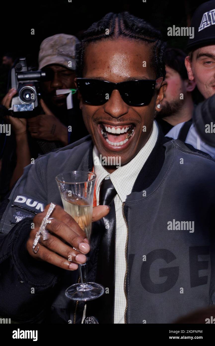 ASAP Rocky celebrates after the American Sabotage Spring Summer 2025 ...