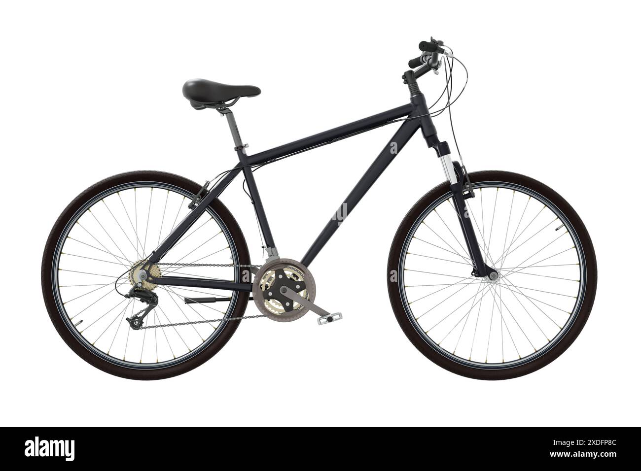 Black bicycle, side view isolated on white background, 3D illustration ...