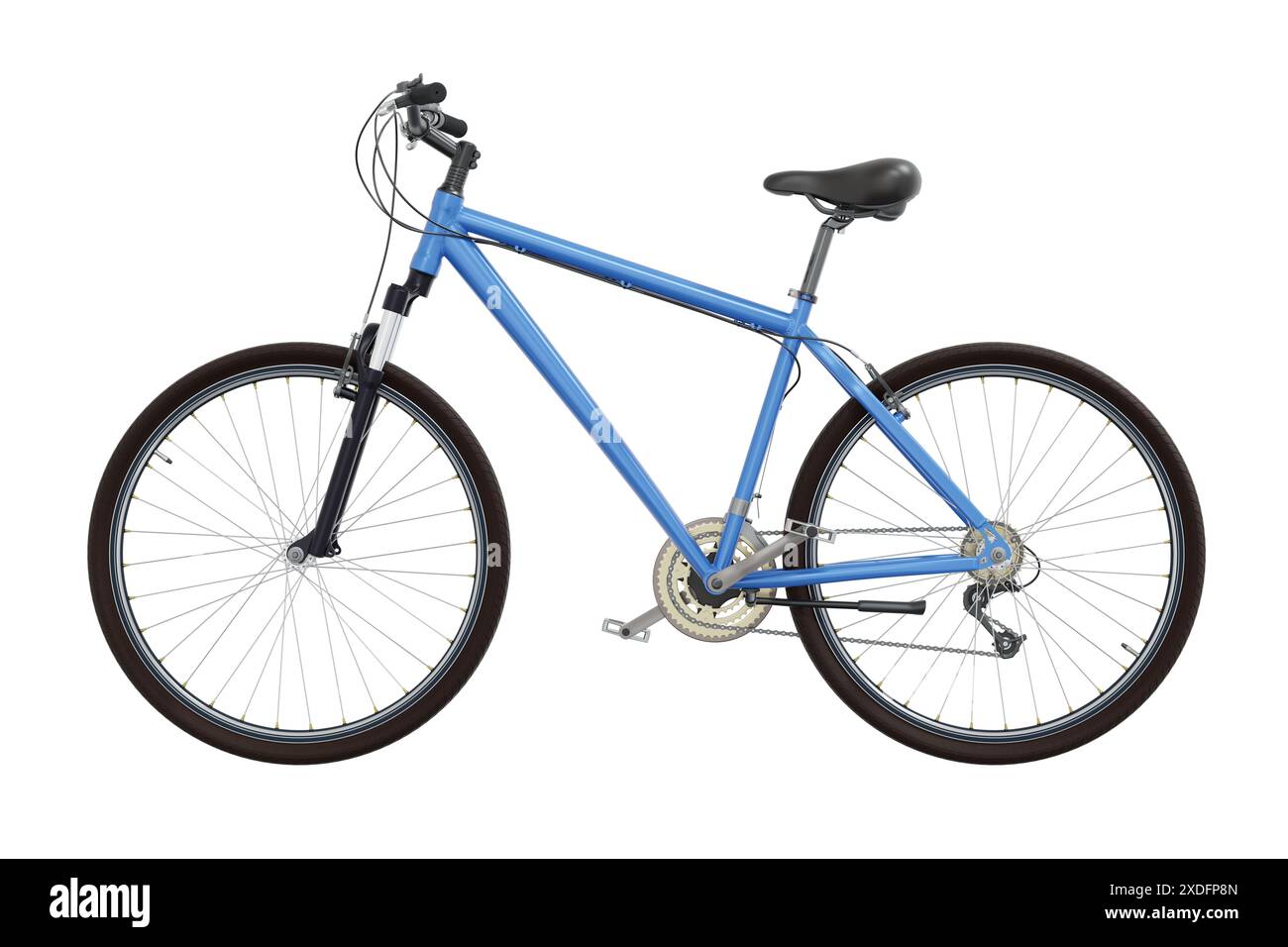 Blue bicycle, side view isolated on white background, 3D illustration ...