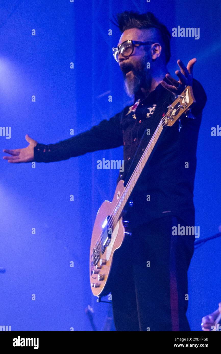 Newport, UK. 22nd June 2024. Feeder play the Big Top at The Isle Of ...