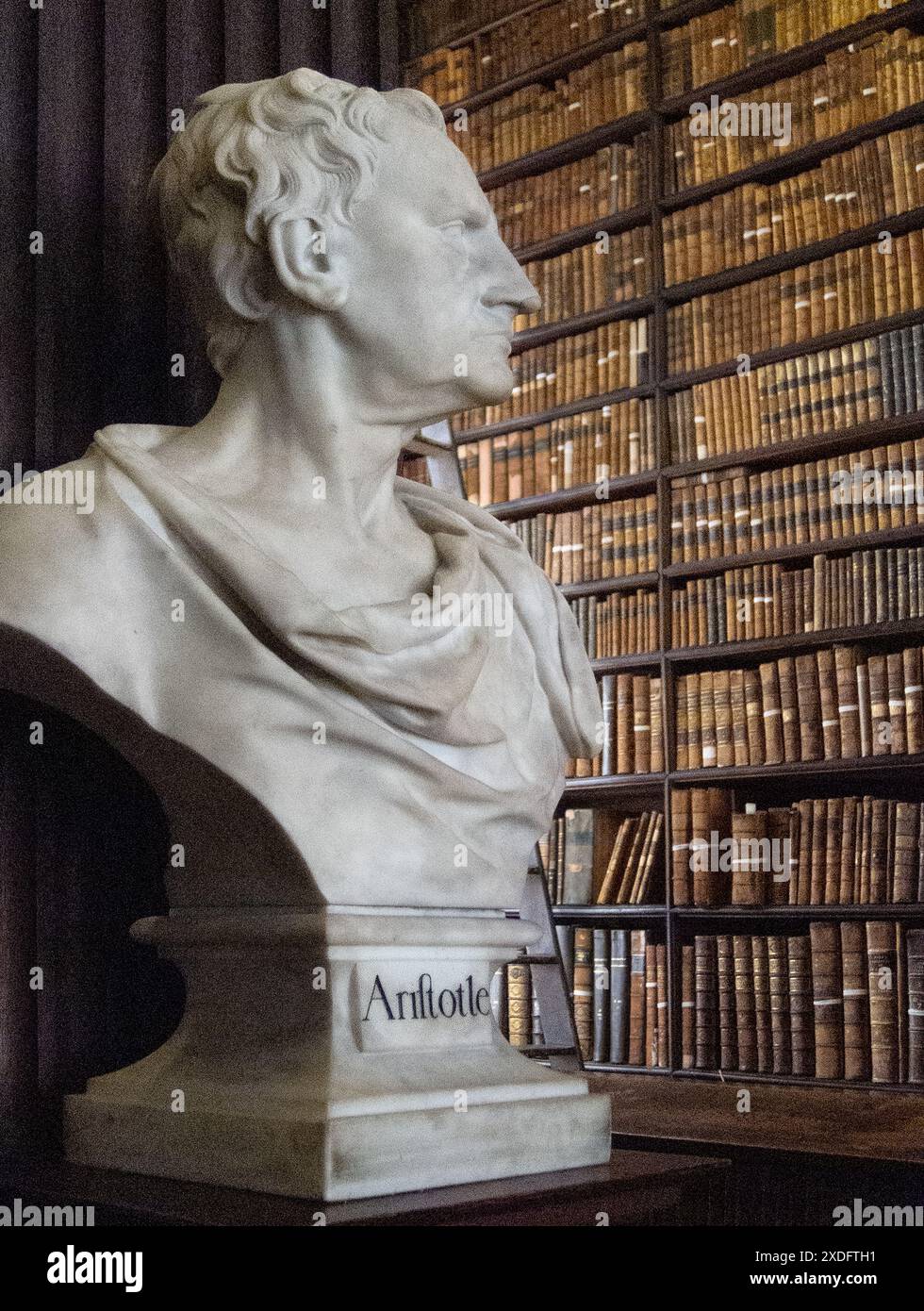 Trinity College library with bust of Aristotle. Dublin, Ireland Stock ...