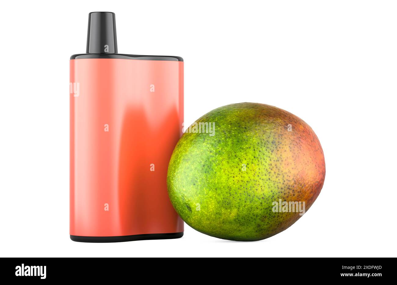 Disposable vape with mango flavor. 3D rendering isolated on white ...