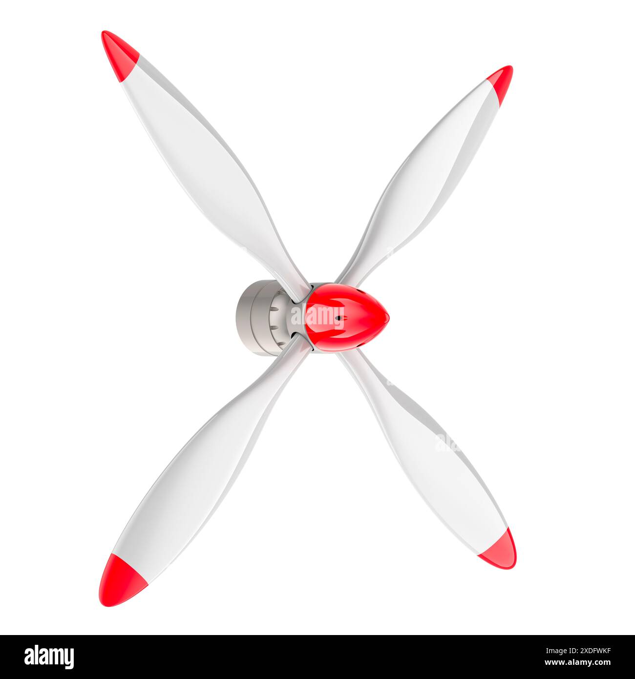 White airplane propeller with 4 blades, 3D rendering isolated on white ...
