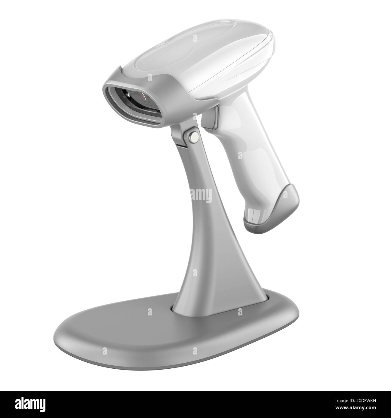 White Handheld Bar Code Scanner with Adjustable Stand, 3D rendering ...
