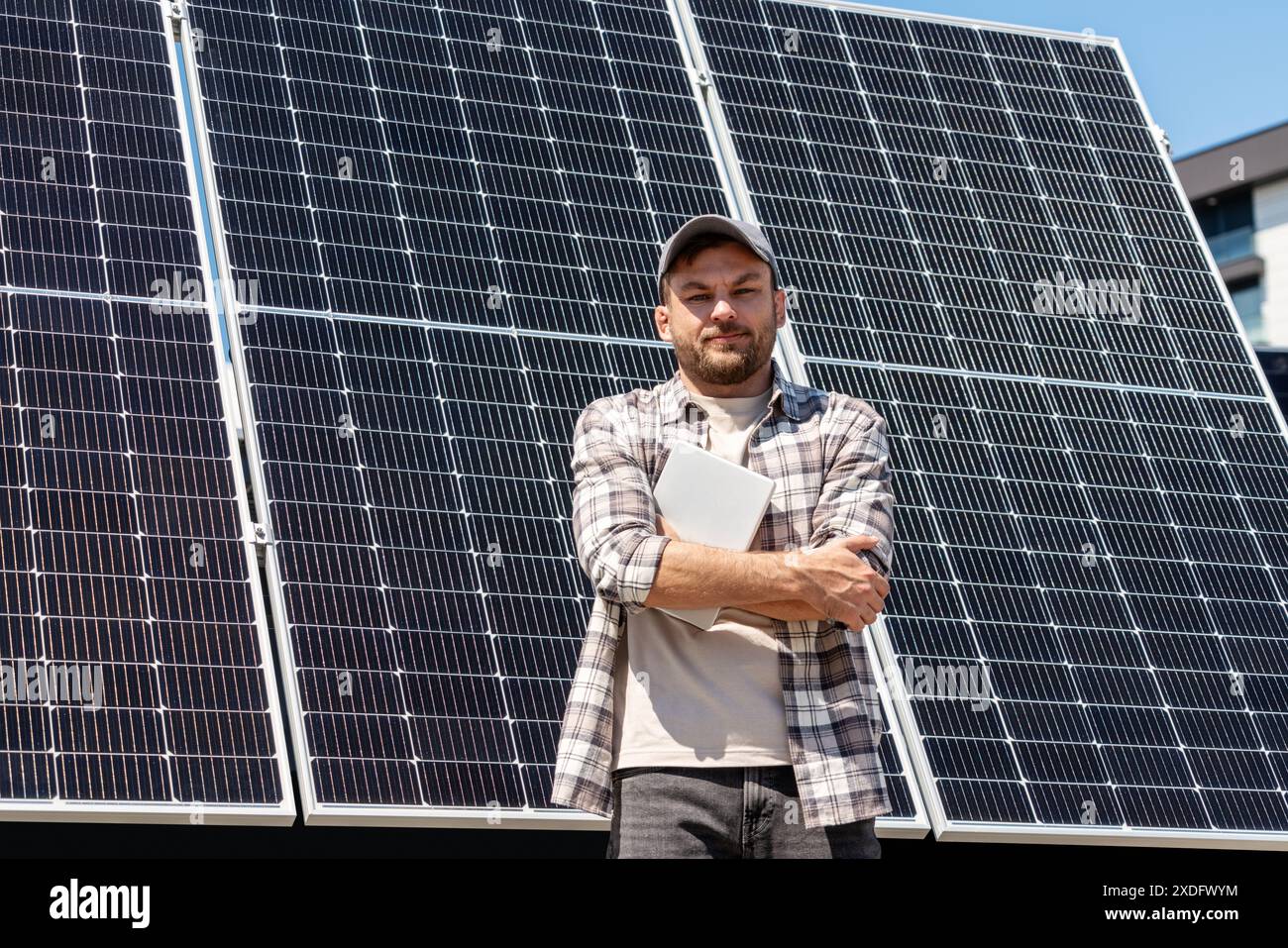 Solar energy industry worker standing hi-res stock photography and ...
