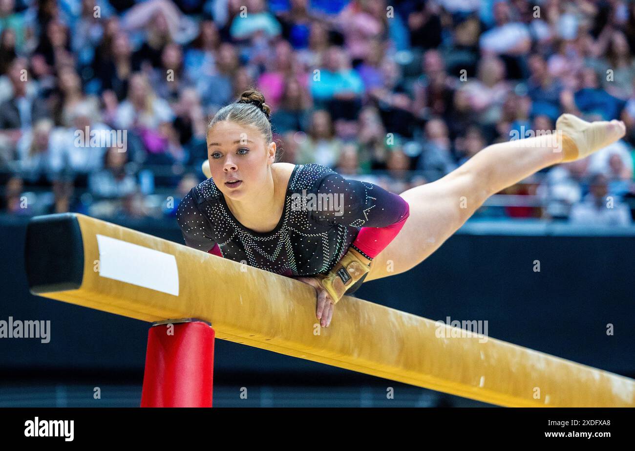 ROTTERDAM - Floor Slooff on beam during the Olympic qualifying ...