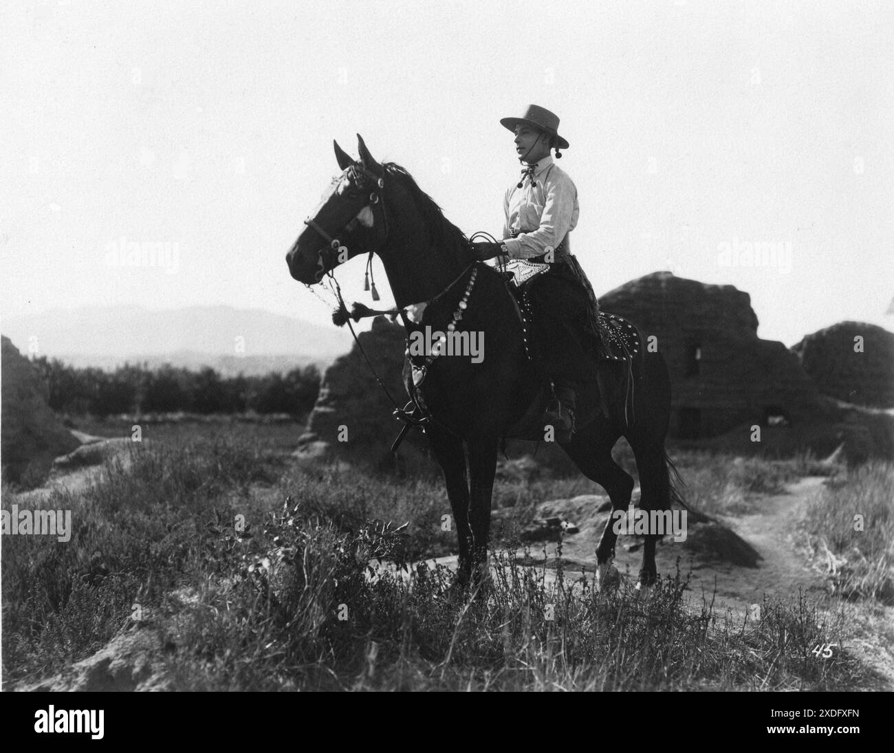 Portrait of Legendary Silent Film Star RUDOLPH VALENTINO on horseback ...