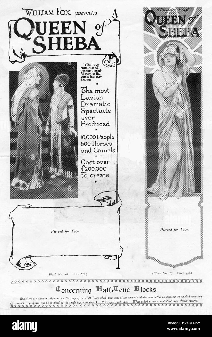 A page from the original British pressbook for the lost Silent Film THE ...