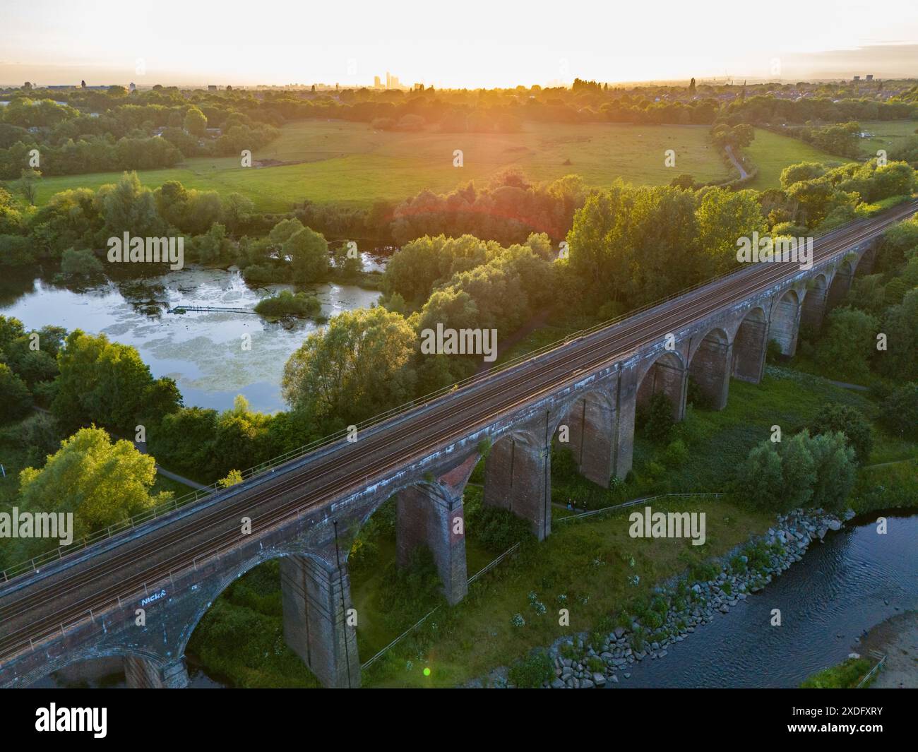 Viaduct in Reddish Vale Country Park Stock Photo - Alamy