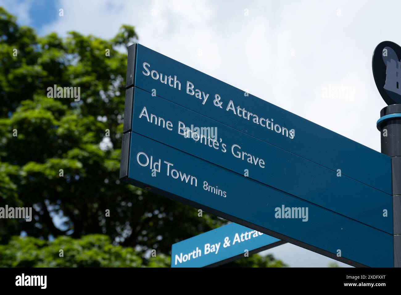 Signpost with directions for south bay, Anne Bronte's grave ...