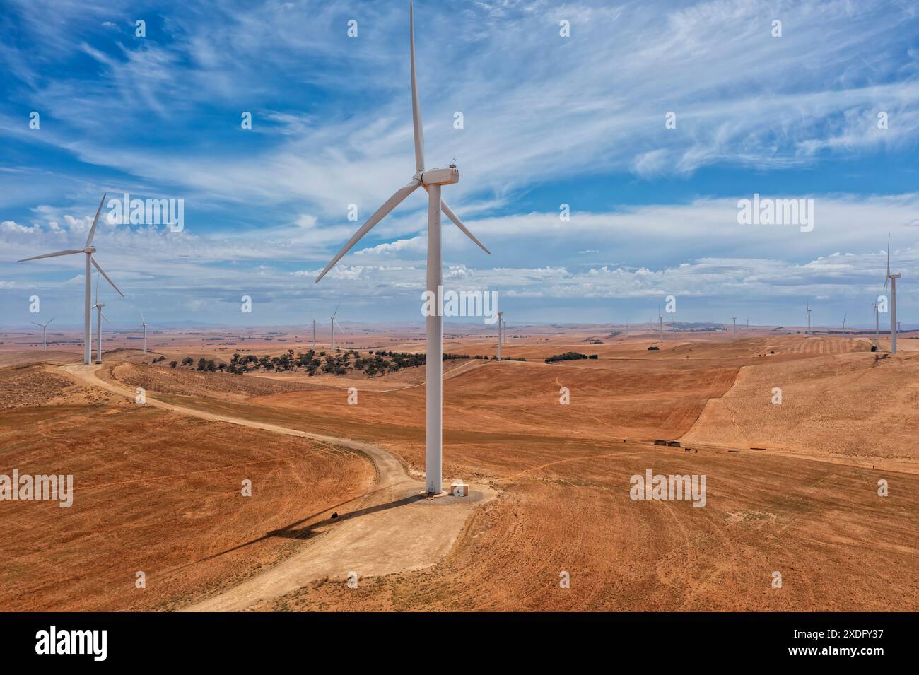 Giant windmill turbine towers of North Brown Hill WInd farm in South ...