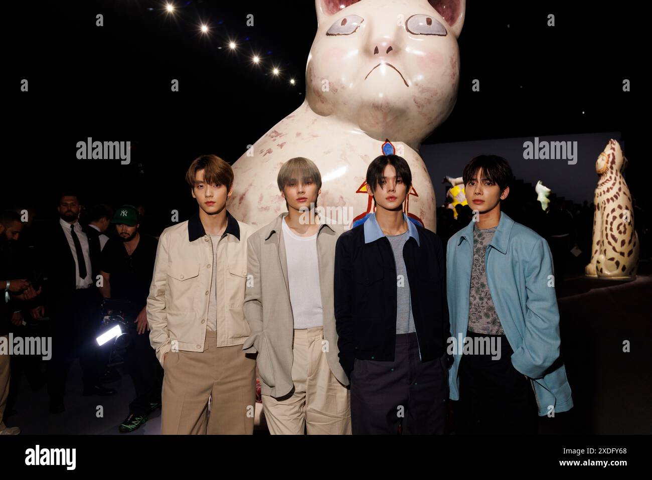 Taehyun, Soobin, Huening Kai and Yeonjun of TOMORROW X TOGETHER attend ...