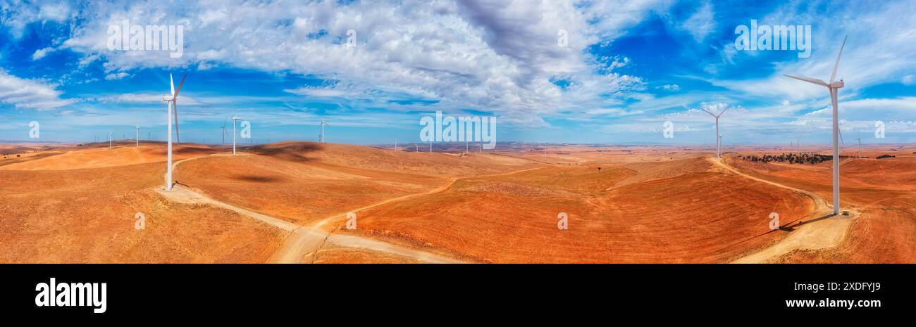 Large wind farm in South Australia - tall turbines generate electricity ...