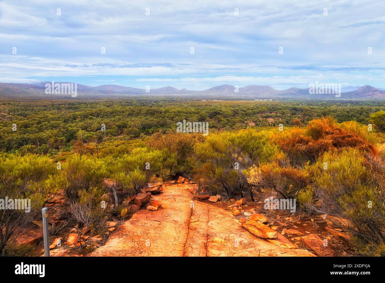 Walking track down the slope from Wangara lookout inside WIlpena Pound ...